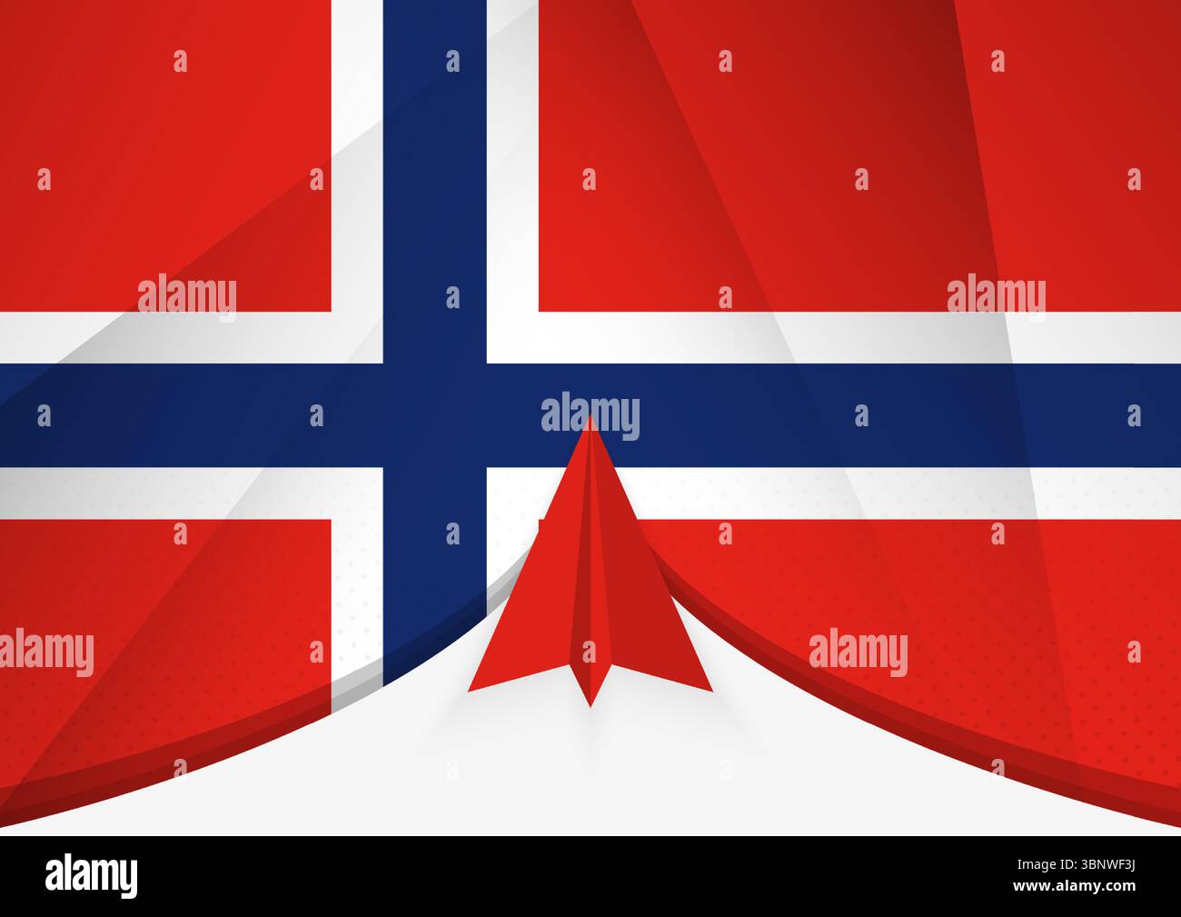 Norway Flag with Abstract Paper Airplane Design, National Flag in a ...
