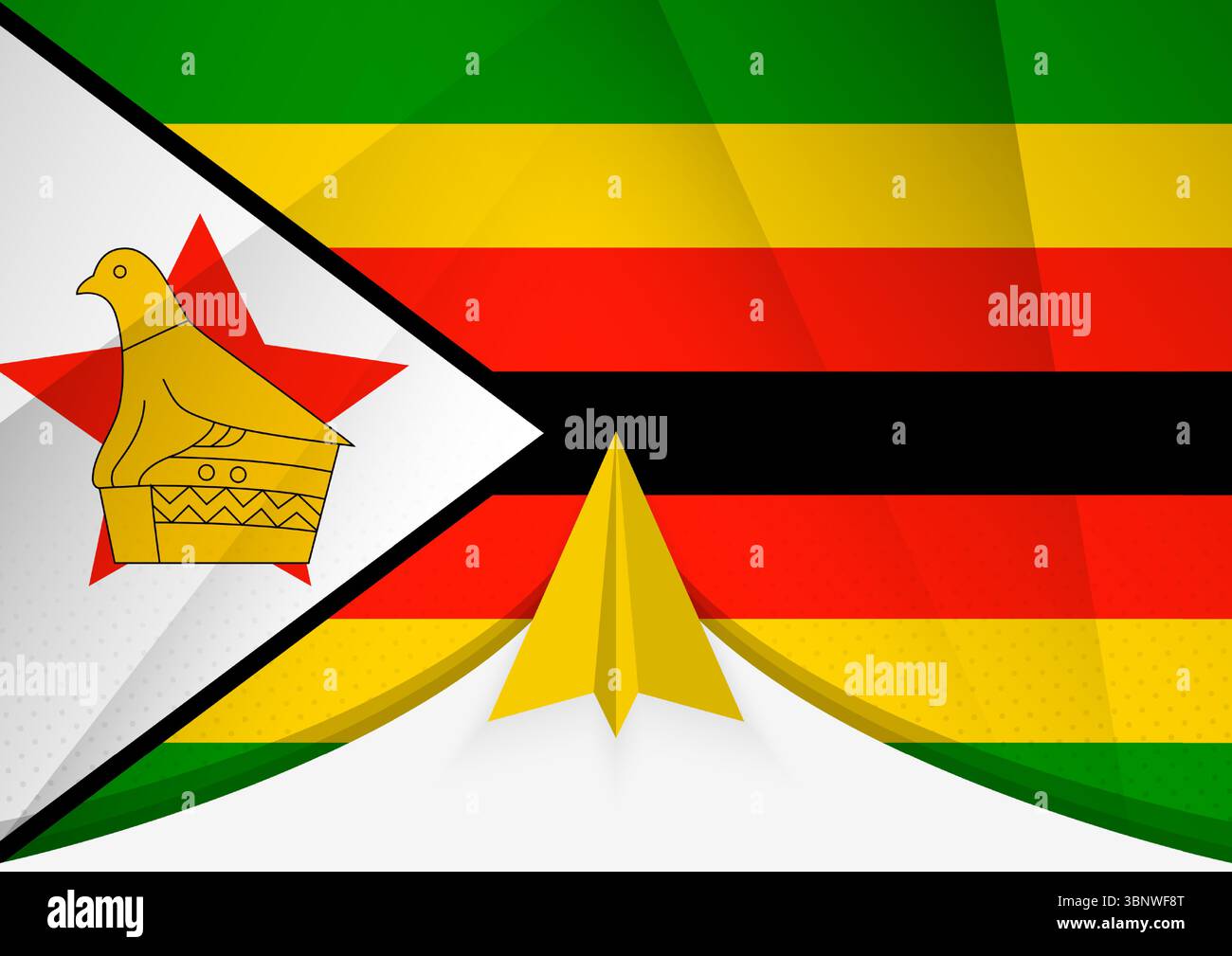 Zimbabwe Flag with Abstract Paper Airplane Design, National Flag in a ...