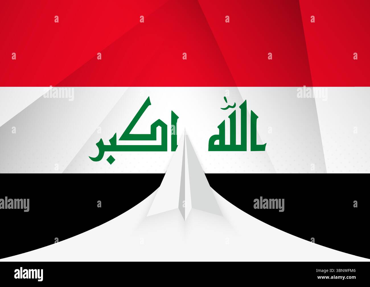 Iraq Flag with Abstract Paper Airplane Design, National Flag in a ...