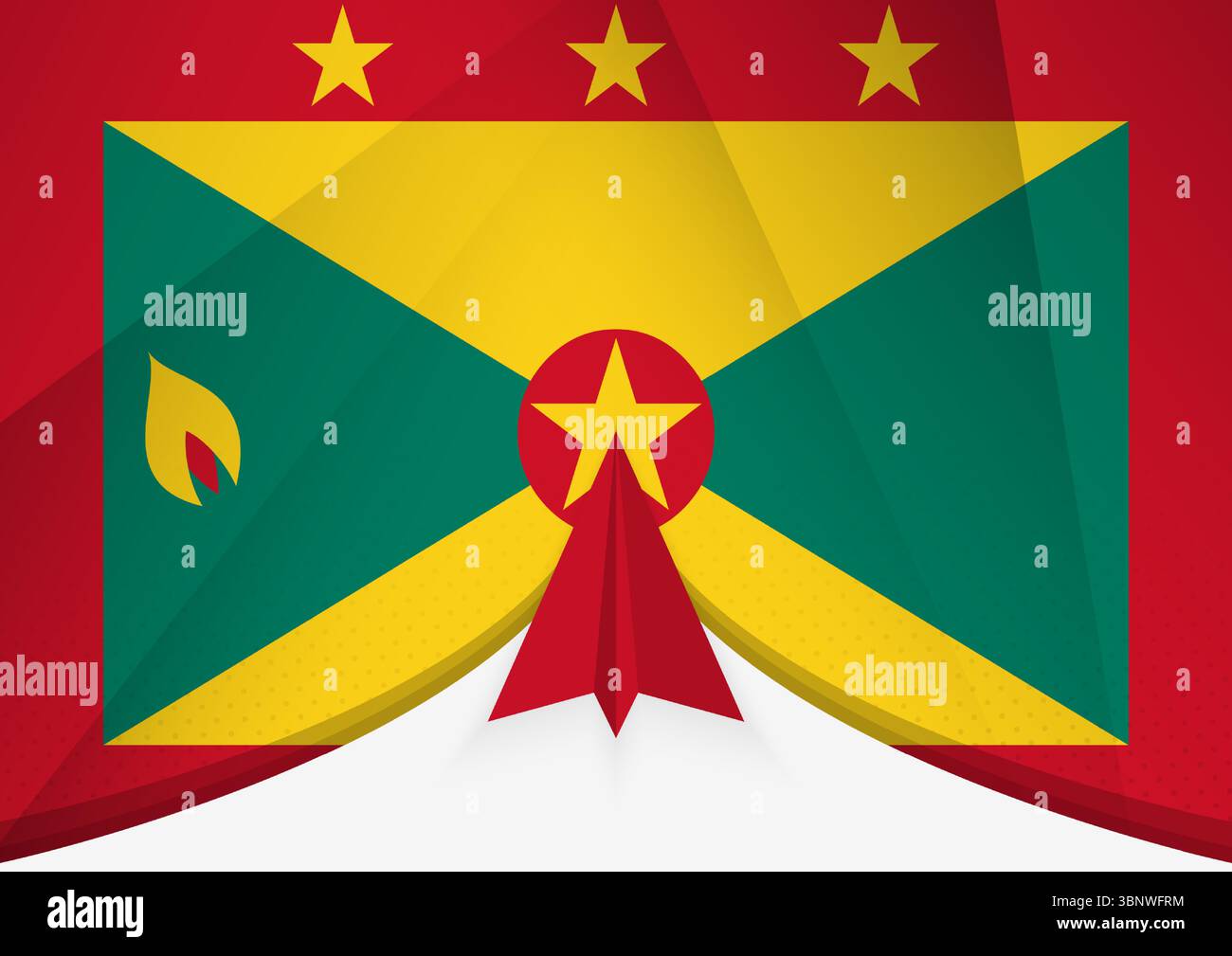 Grenada Flag with Abstract Paper Airplane Design, National Flag in a ...