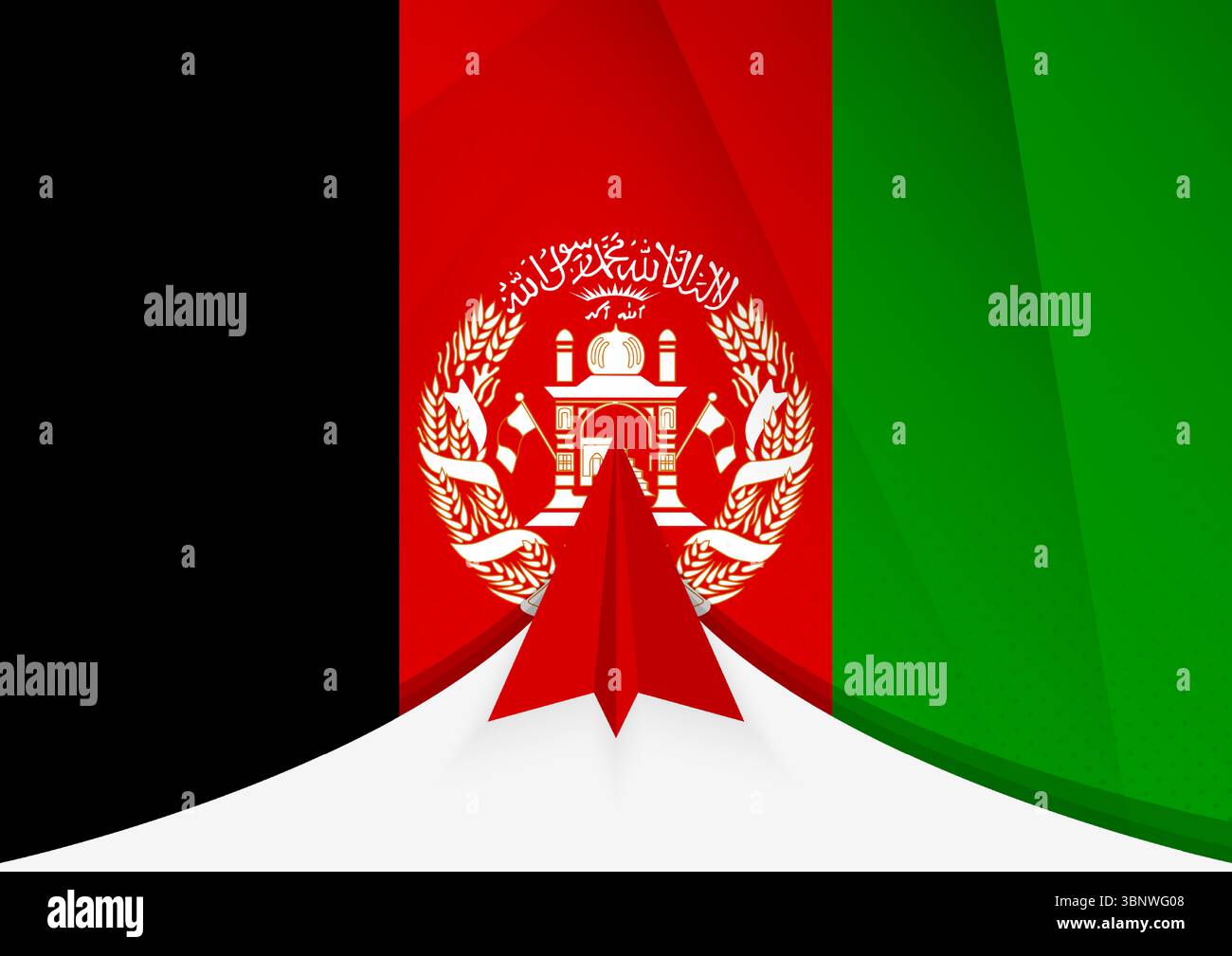Afghanistan Flag with Abstract Paper Airplane Design, National Flag in ...