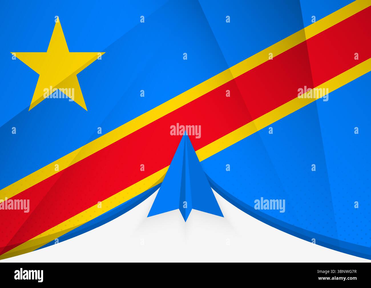 DR Congo Flag with Abstract Paper Airplane Design, National Flag in a ...