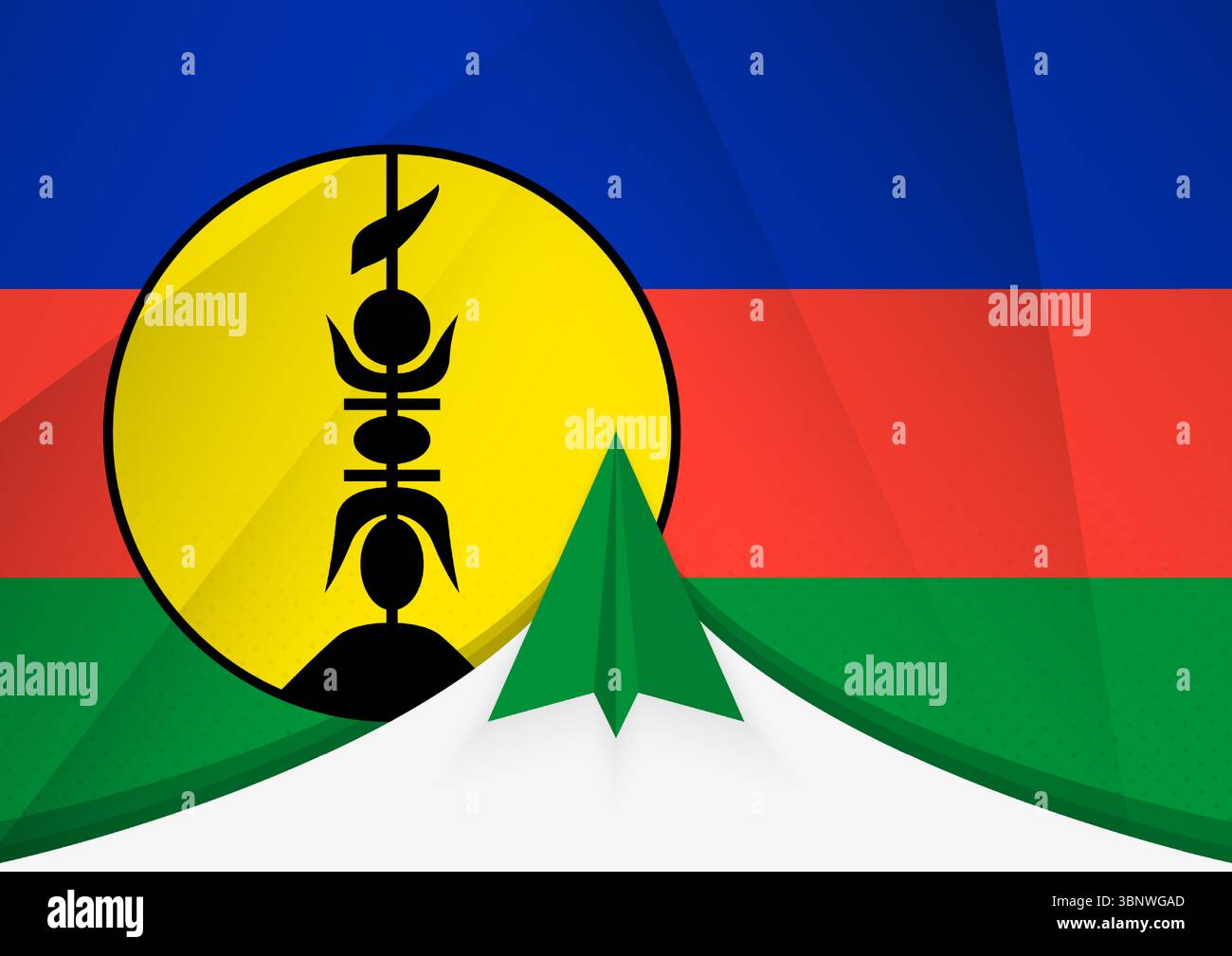 New Caledonia Flag with Abstract Paper Airplane Design, National Flag ...
