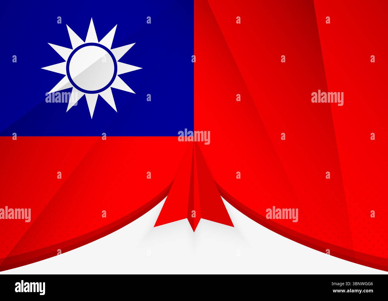 Taiwan Flag with Abstract Paper Airplane Design, National Flag in a ...