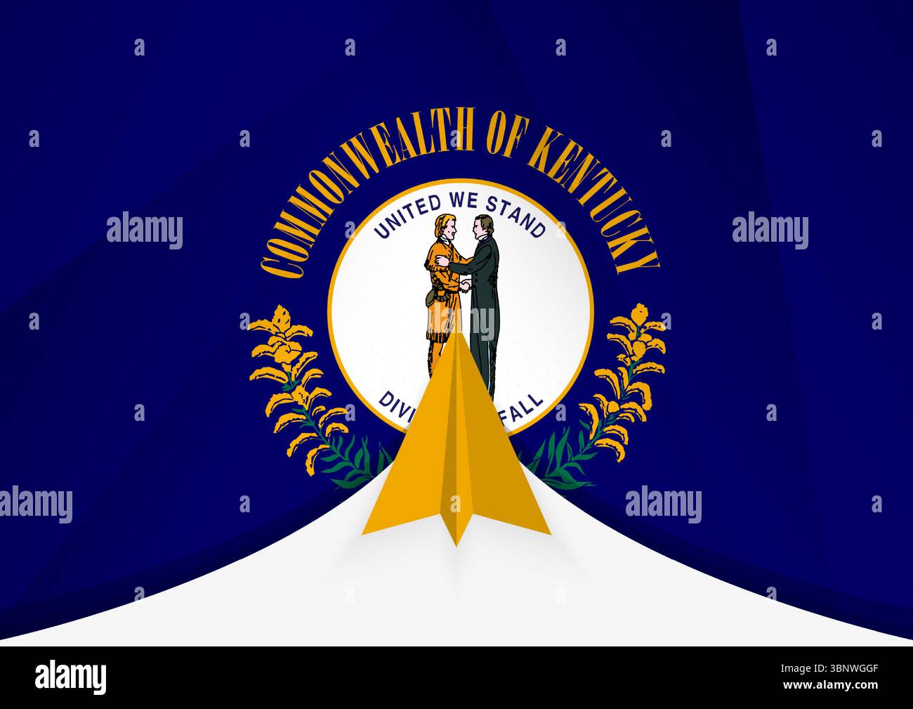 Kentucky Flag with Abstract Paper Airplane Design, National Flag in a ...