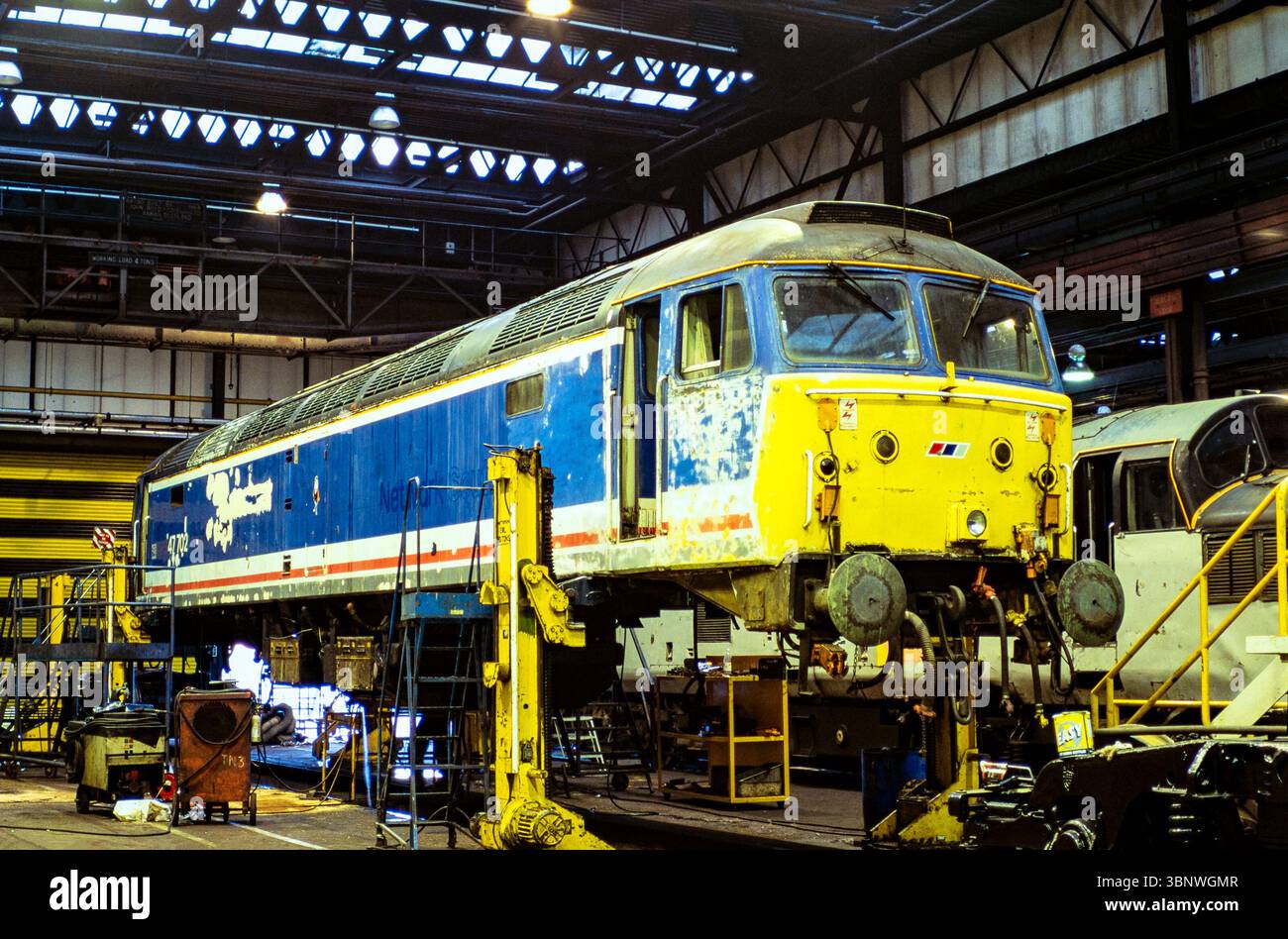 British Rail Class 47 47702 undergoing major servicing in the Toton ...