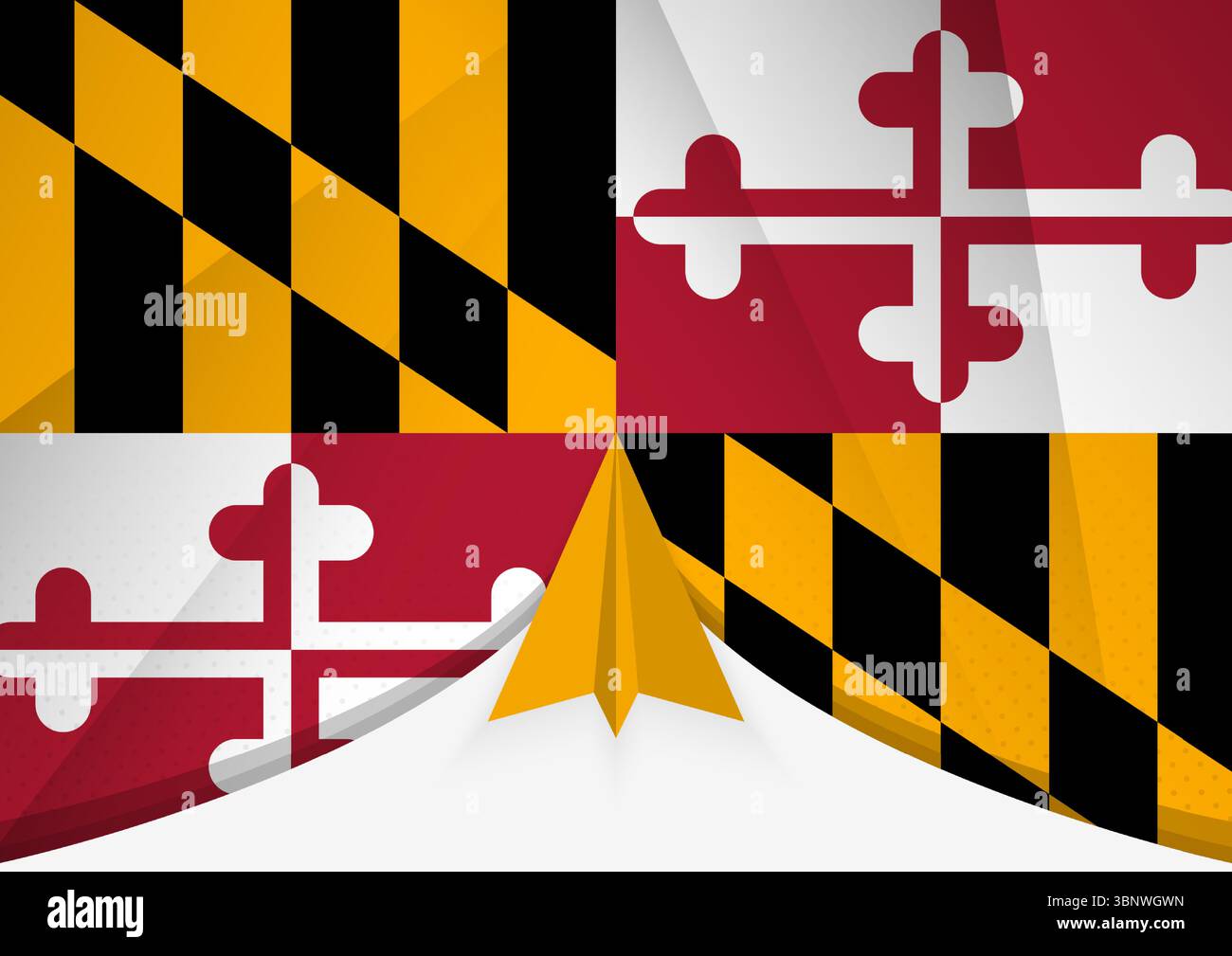 Maryland Flag with Abstract Paper Airplane Design, National Flag in a ...