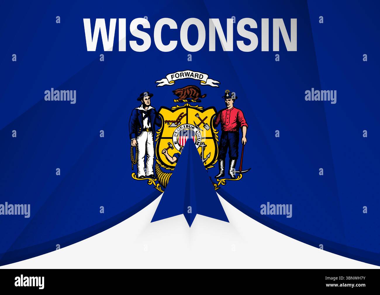 Wisconsin Flag with Abstract Paper Airplane Design, National Flag in a ...