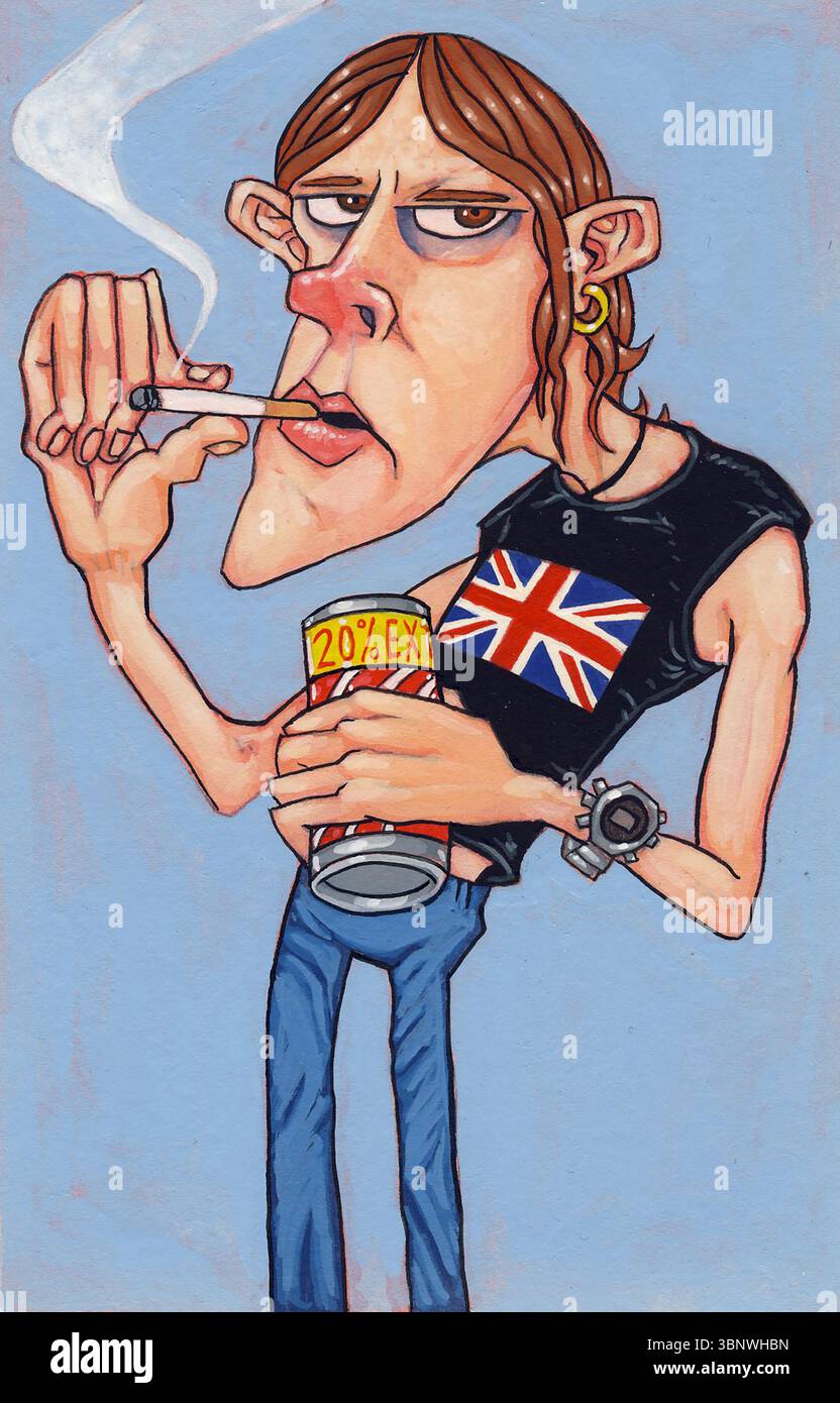 Cartoon art of stereotypical heavy rock alternative indie pop teenager ...