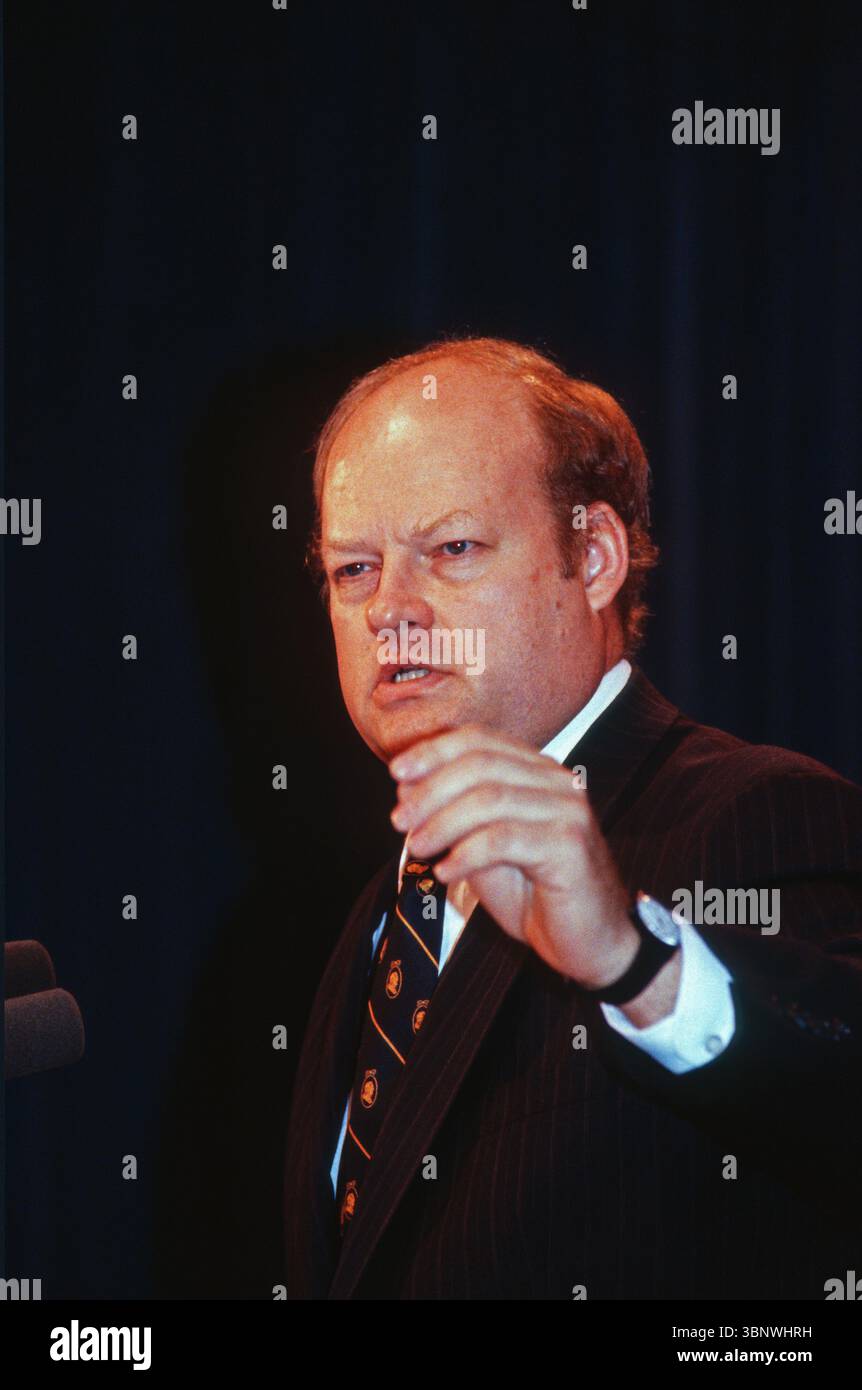 James C. Miller III, Director of the Office of Management and Budget (OMB) speaks in Washington ...