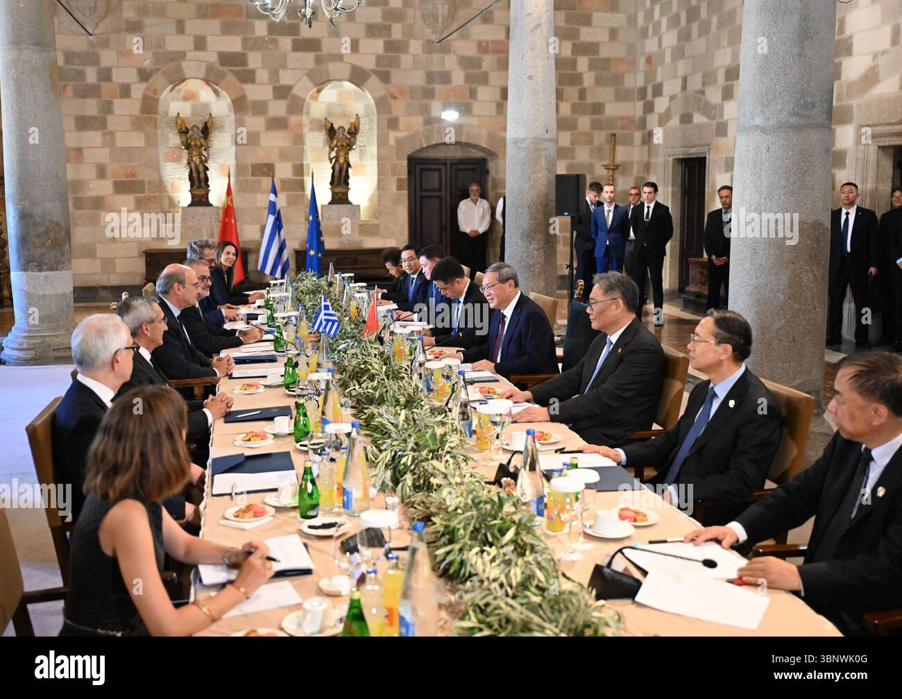 Rhodes Island, Greece. 4th July, 2025. Chinese Premier Li Qiang meets with Greek Deputy Prime ...