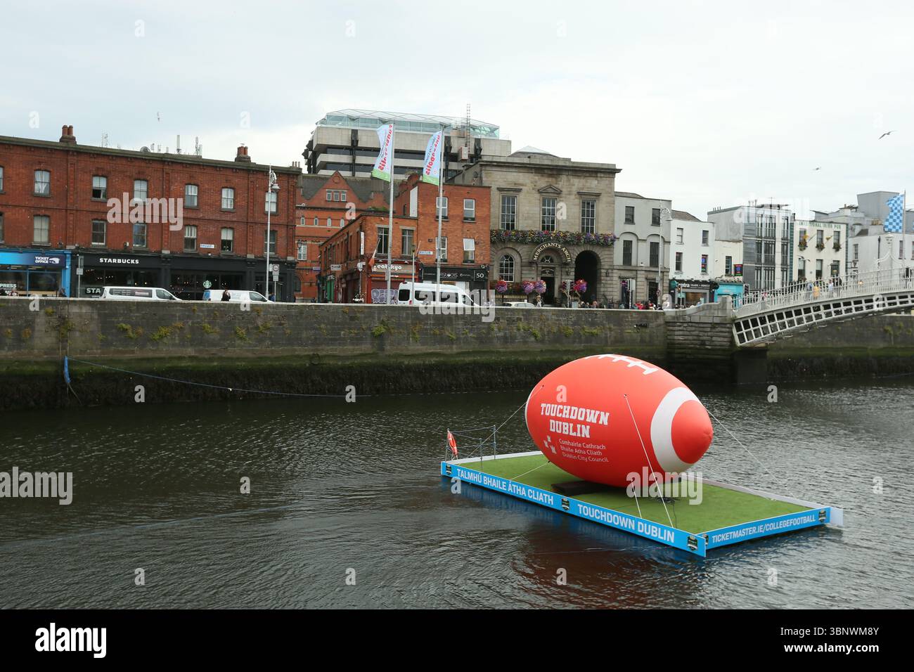 Dublin, Ireland – 04th July 2025 – A large inflatable American Football ...