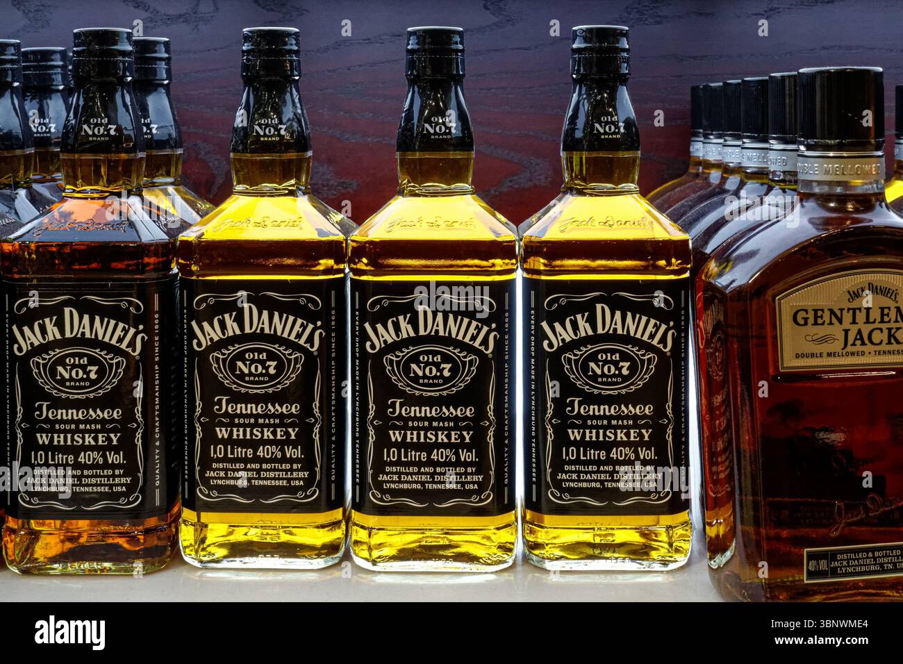 Jack Daniel's Tennessee whiskey on display at World Duty Free shop at ...