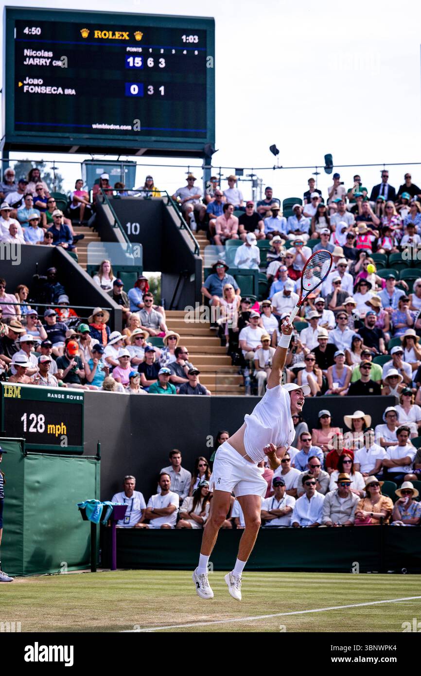 Joao Fonseca during the Wimbledon 2025 Men’s Singles third round tennis ...