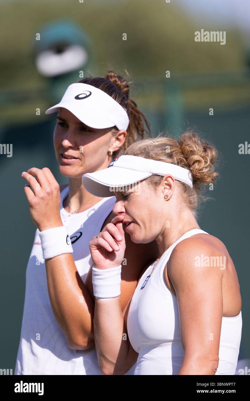 London, UK. 04th July, 2025. Beatriz Haddad Maia and Laura Siegemund ...