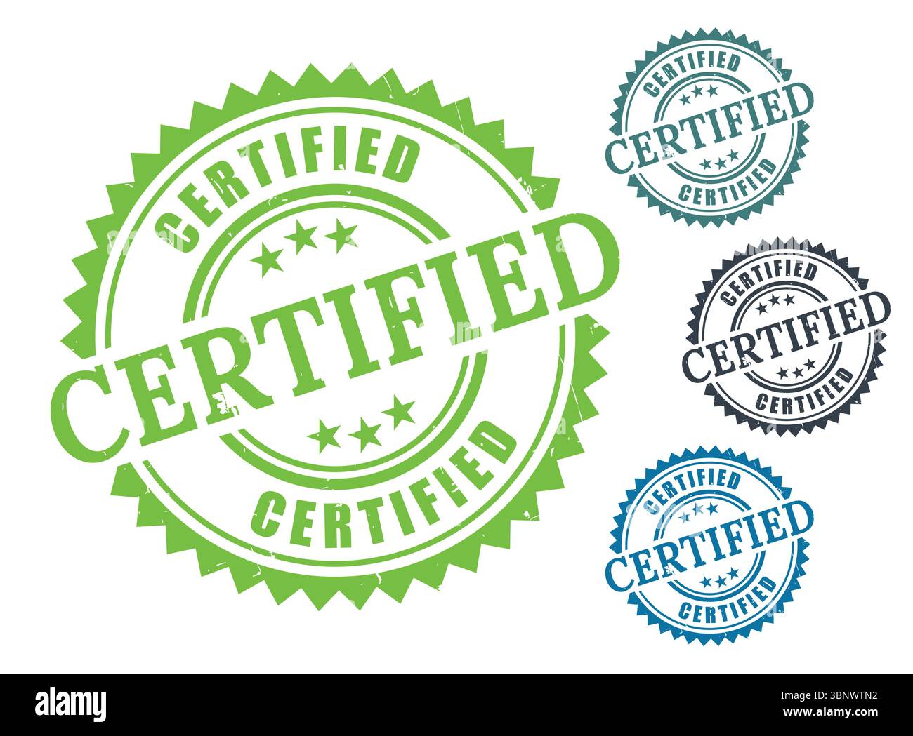 Certified stamp vector graphic design elements for product quality ...