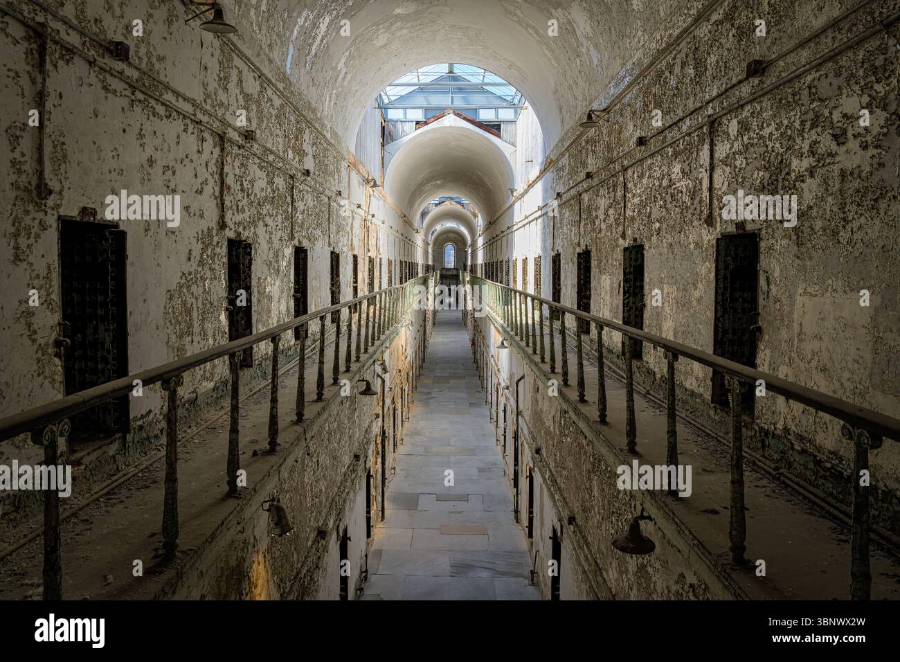 Interior hallway of Eastern State Penitentiary, former prison now ...