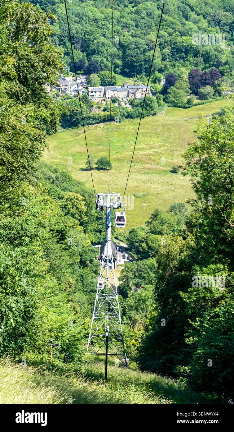 Matlock Bath, Derbyshire, UK – June 18 2025. The cable car system to ...