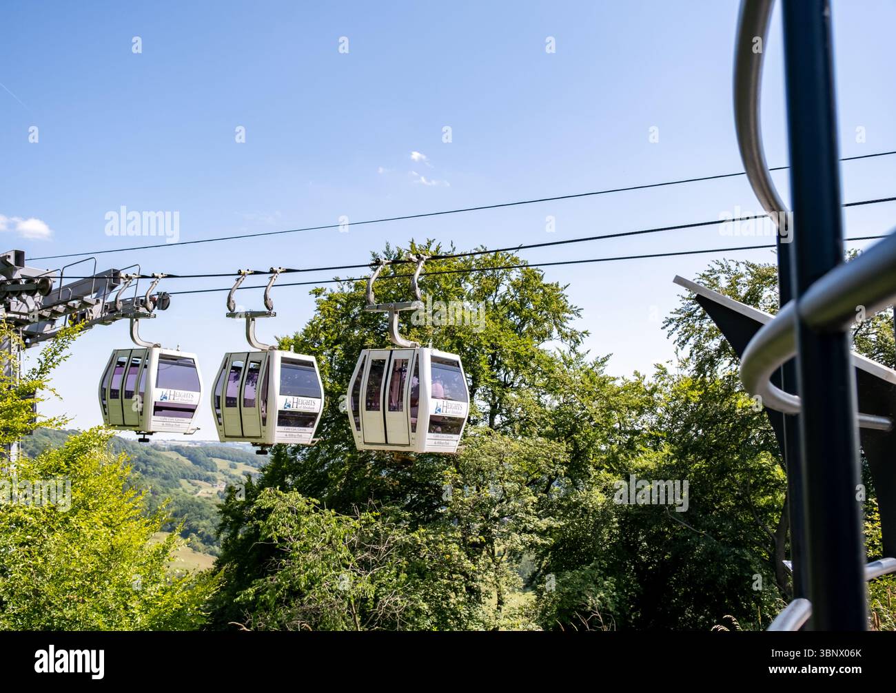 Matlock Bath, Derbyshire, UK – June 18 2025. Close up of a cable car ...