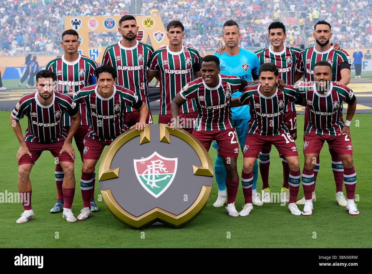 Fluminense players pose before the Club World Cup quarterfinal soccer ...