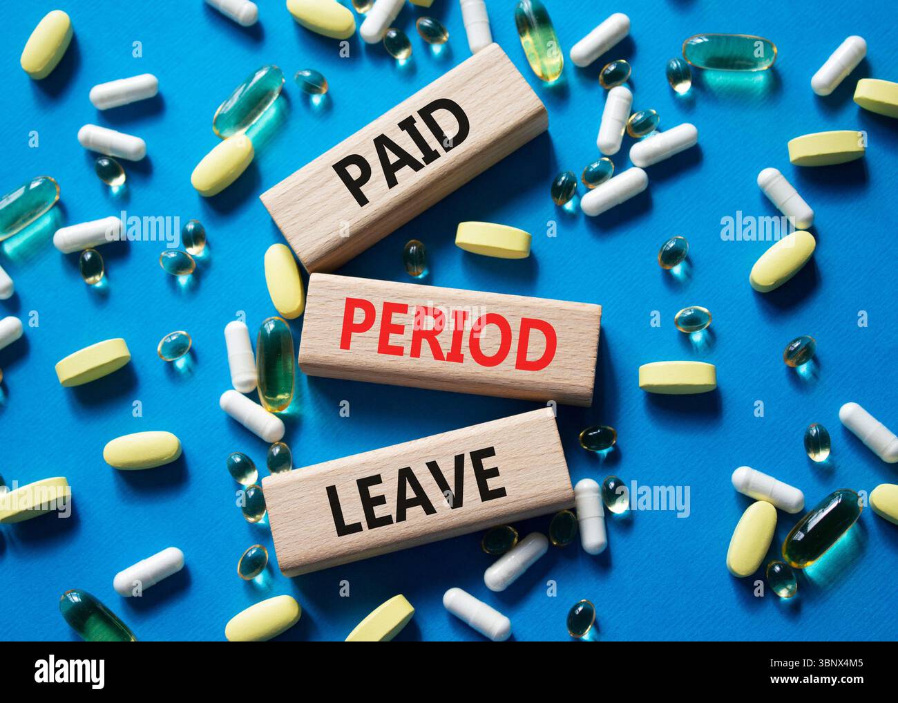 Paid Period Leave symbol. Concept words Paid Period Leave on wooden ...