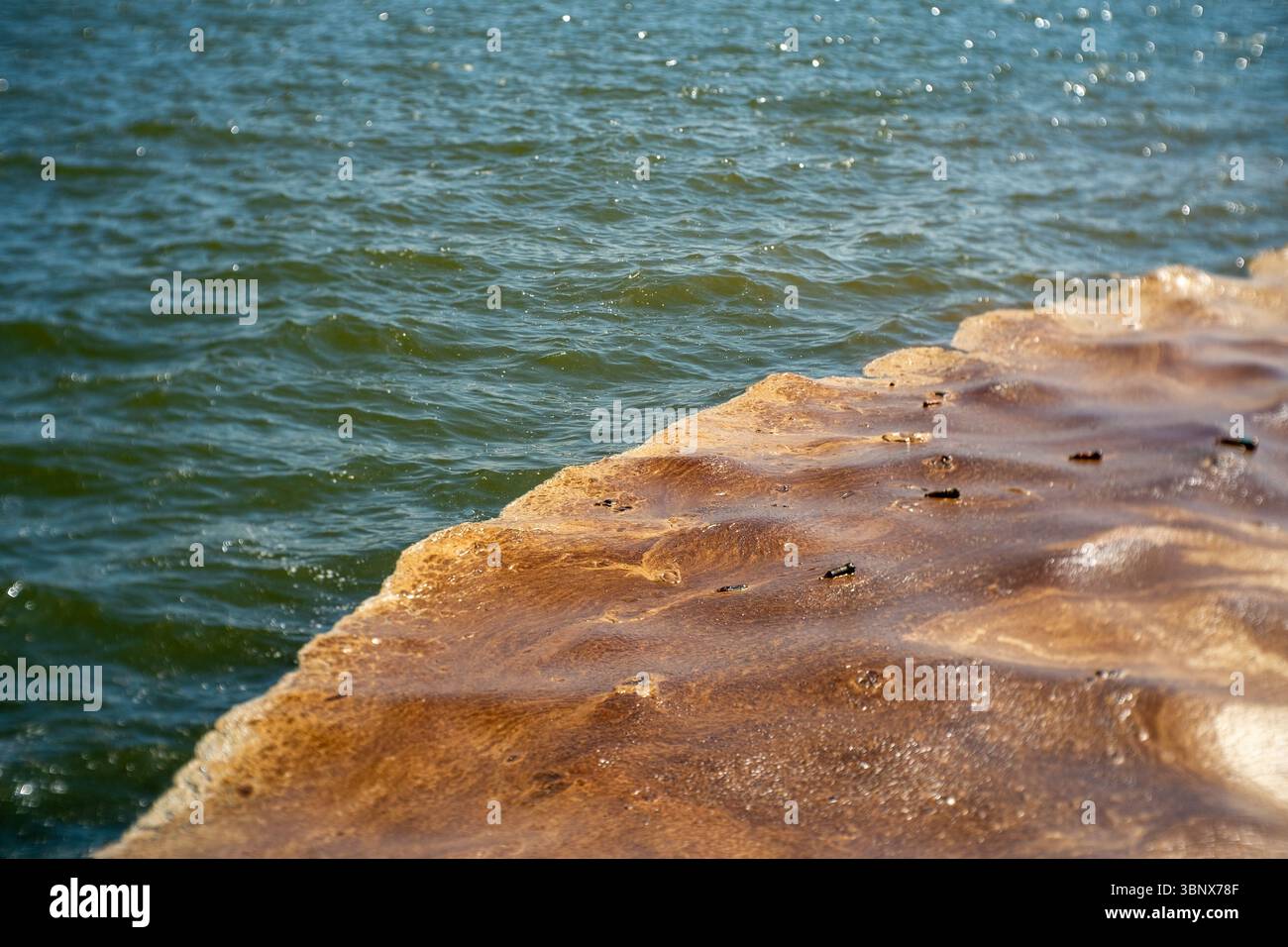 Oil Pollution on Caspian Sea Shoreline in Baku, Azerbaijan Stock Photo ...