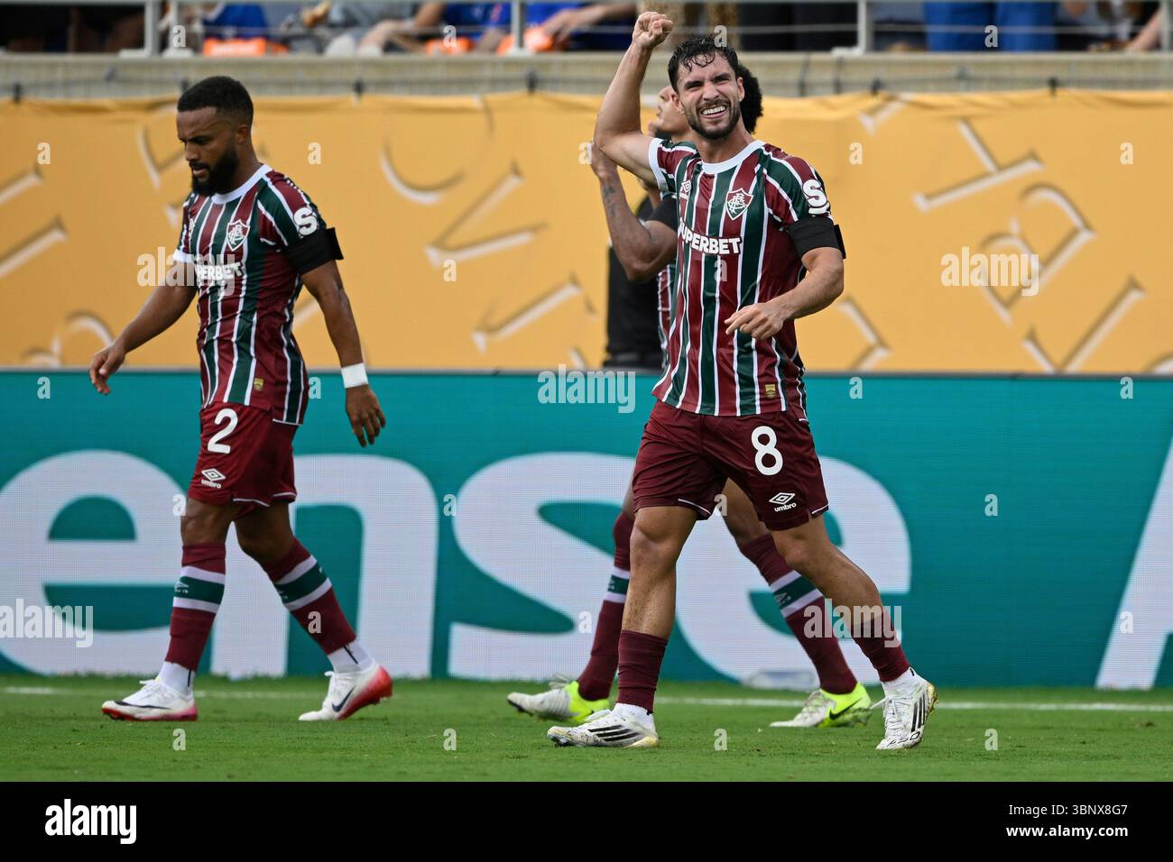 Fluminense's Matheus Martinelli celebrate after scoring during the Club World Cup quarterfinal ...