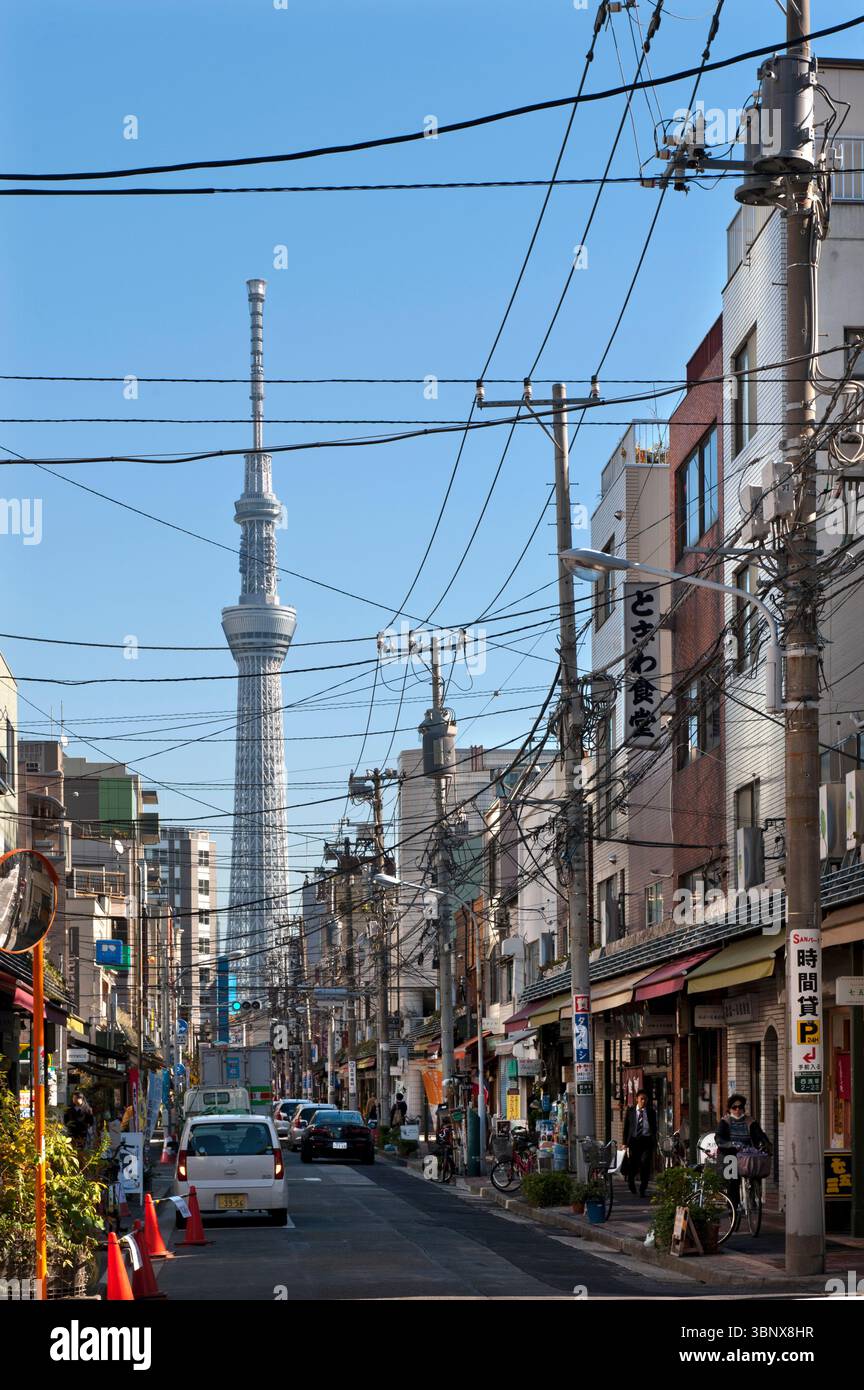 Tokyo Skytree, the iconic radio and TV broadcasting tower, rising high ...