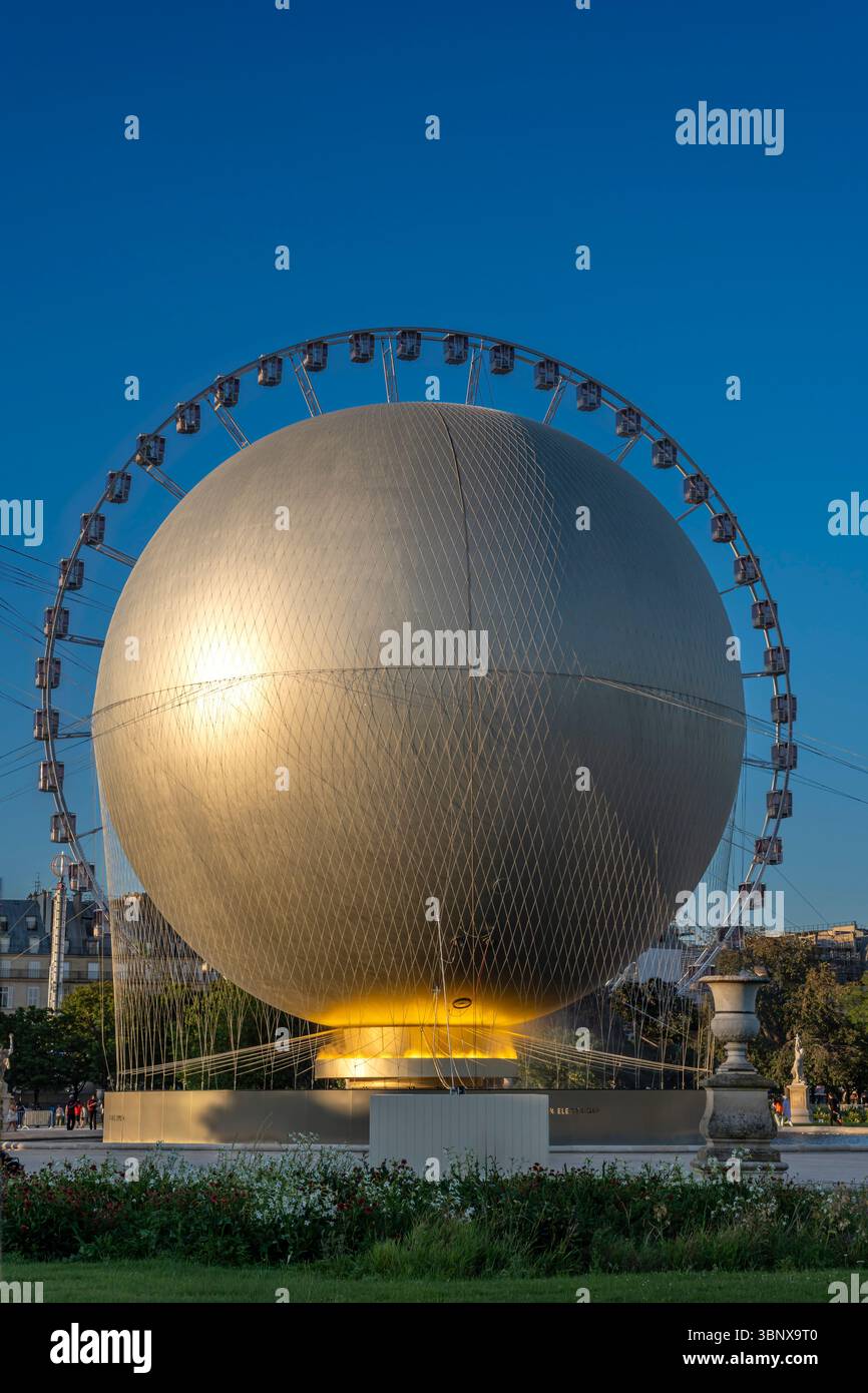 Paris, France - 07 03 2025: Detail view of the Olympic cauldron and a ...