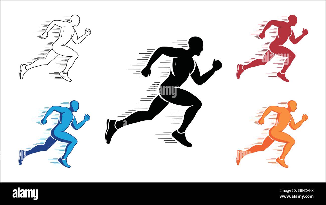 Abstract running man logo hi-res stock photography and images - Alamy