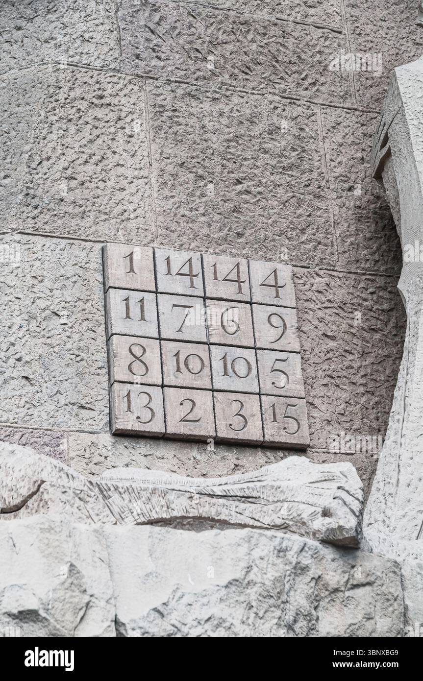 Sagrada Familia Magic Square on the Passion Façade of the Sagrada ...
