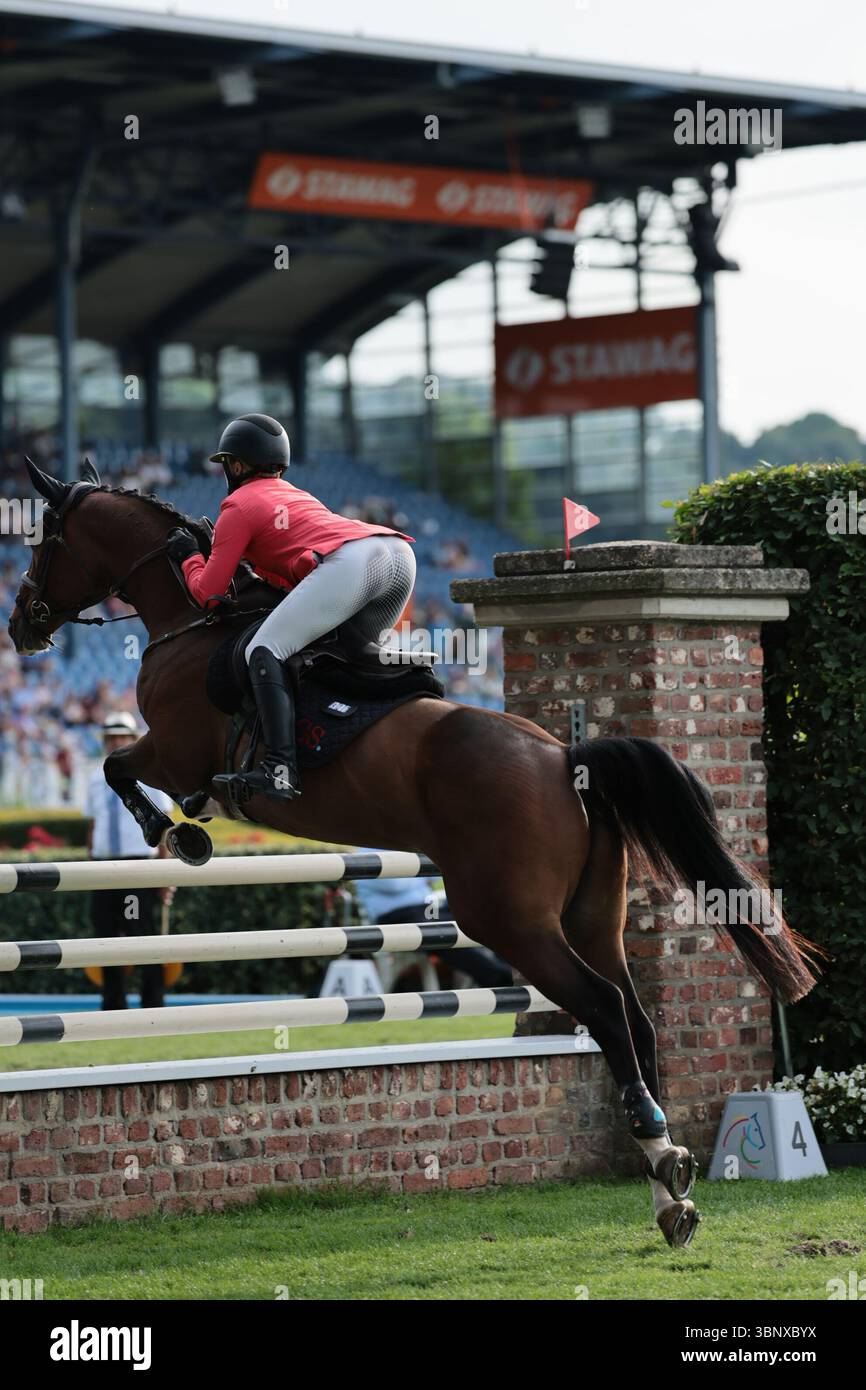 Jessica Phoenix of Canada with Freedom Gs during the showjumping of the ...