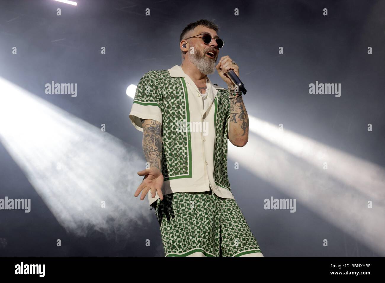 04 July 2025, Thuringia, Erfurt: Sido, German rapper, performs in front ...