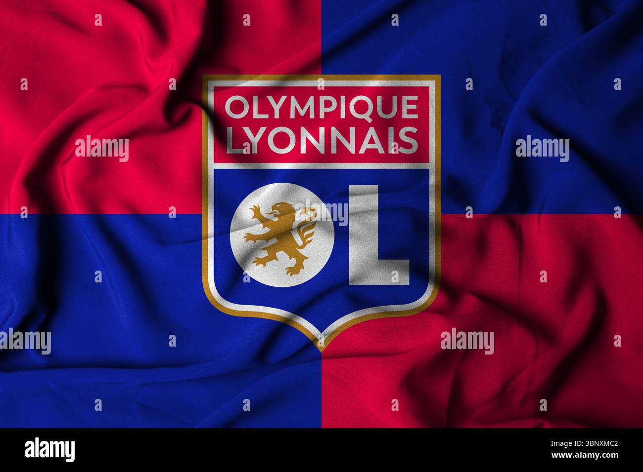 Pringsewu, Lampung; July 05, 2025; Olympique Lyon Football Club Flag ...