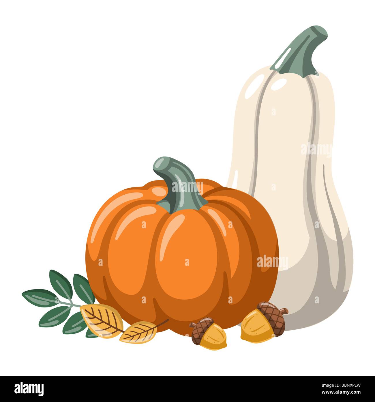 Seasonal fall object for Thanksgiving with pumpkins and foliage ...