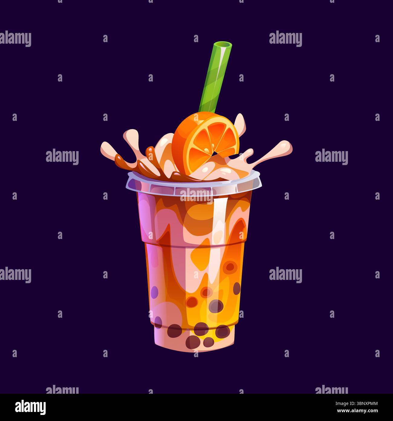 Orange fruit bubble tea Stock Vector Images - Alamy