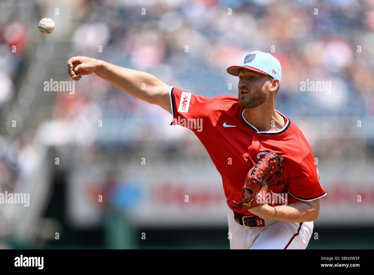 Washington Nationals starting pitcher Michael Soroka (34) in action ...