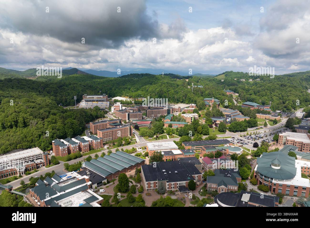 Aerial view of Boone, old historical town in North Carolina Blue Ridge ...