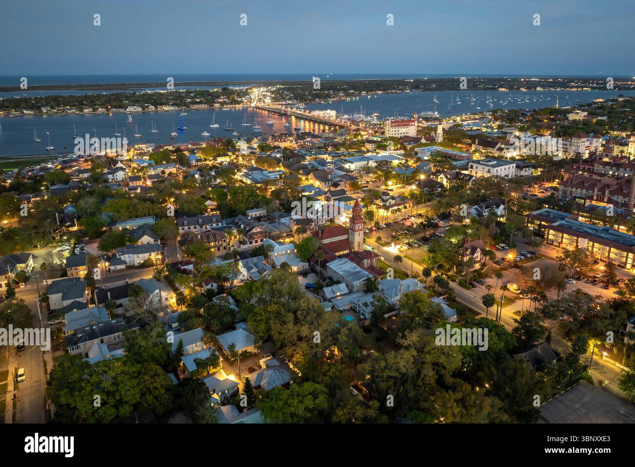 Aerial view of St. Augustine, old city in Florida. American ...
