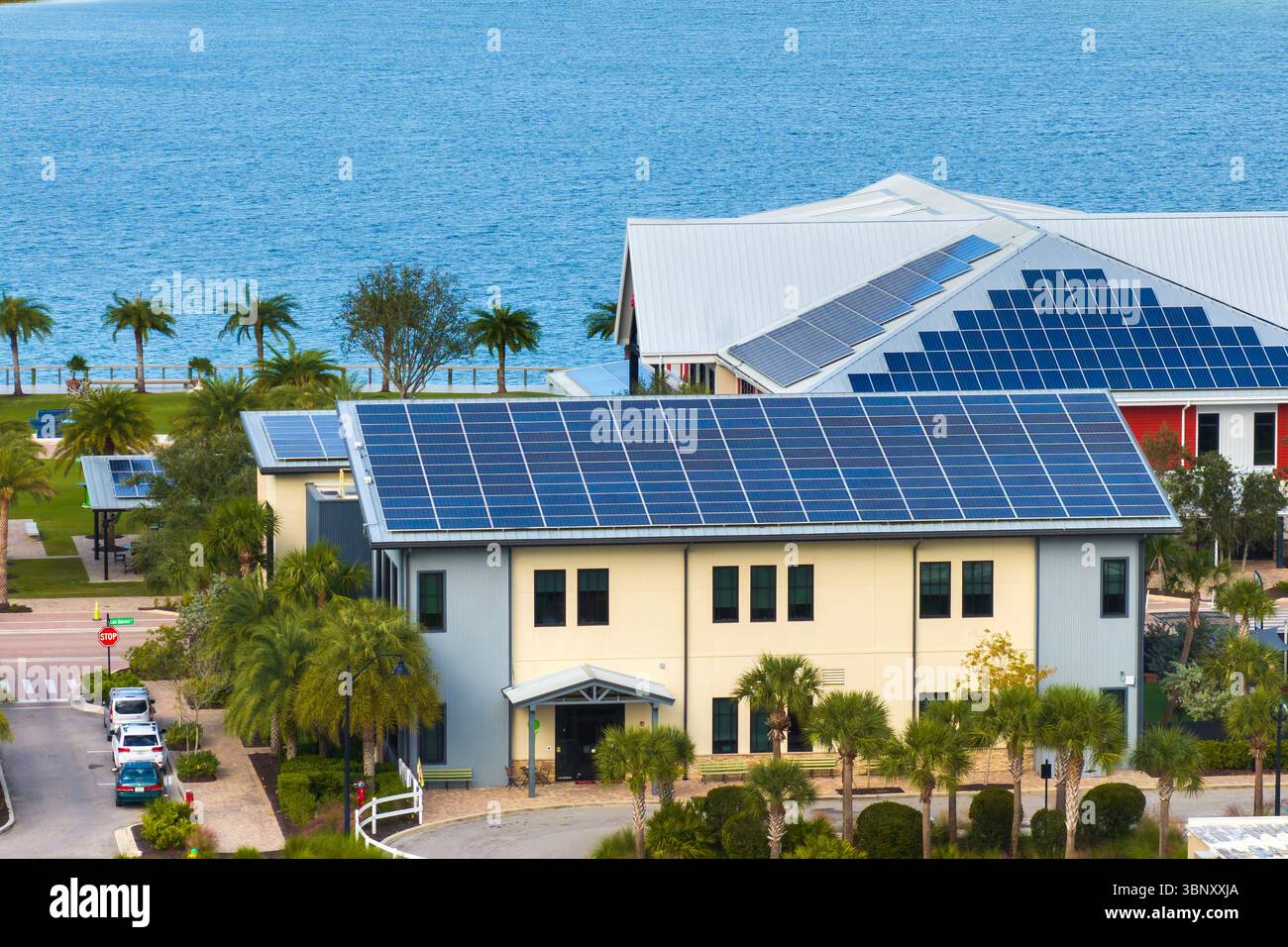 Autonomous buildings photovoltaic rooftops covered hi-res stock ...