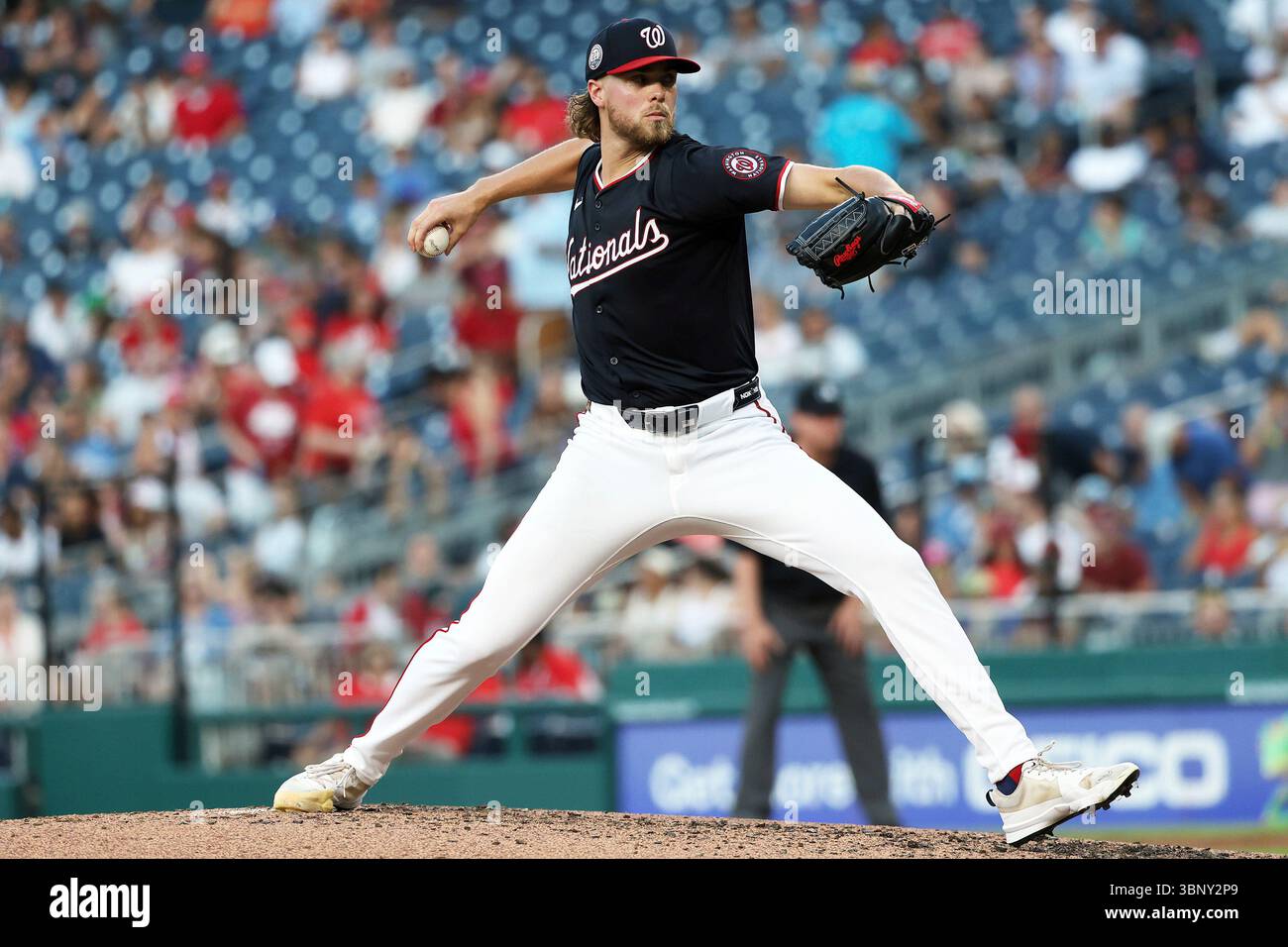 Washington Nationals pitcher Jake Irvin throws during the fourth inning ...