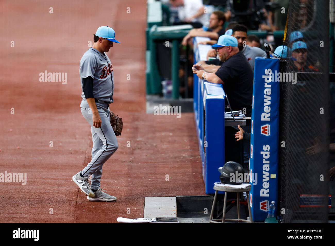 July 04, 2025: Detroit Tigers pitcher Reese Olson (45) leaves the ...