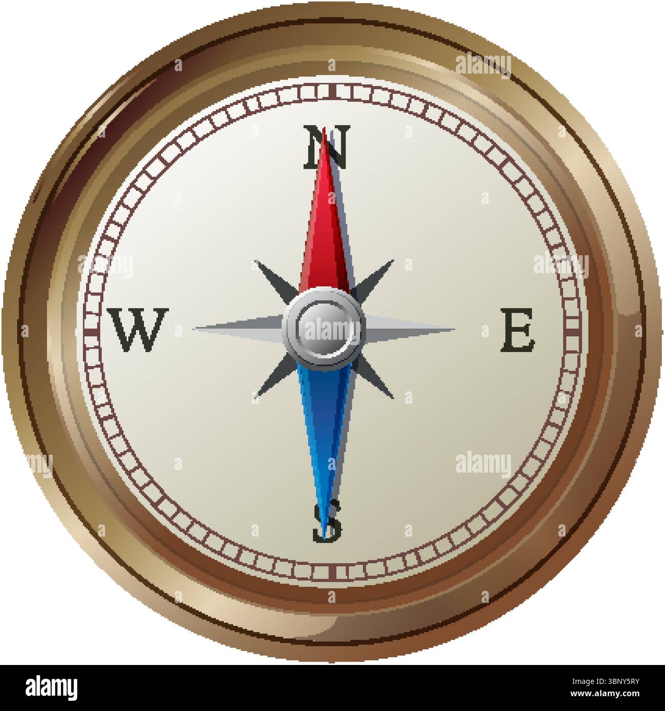 Detailed vector illustration of a compass with a metallic finish ...