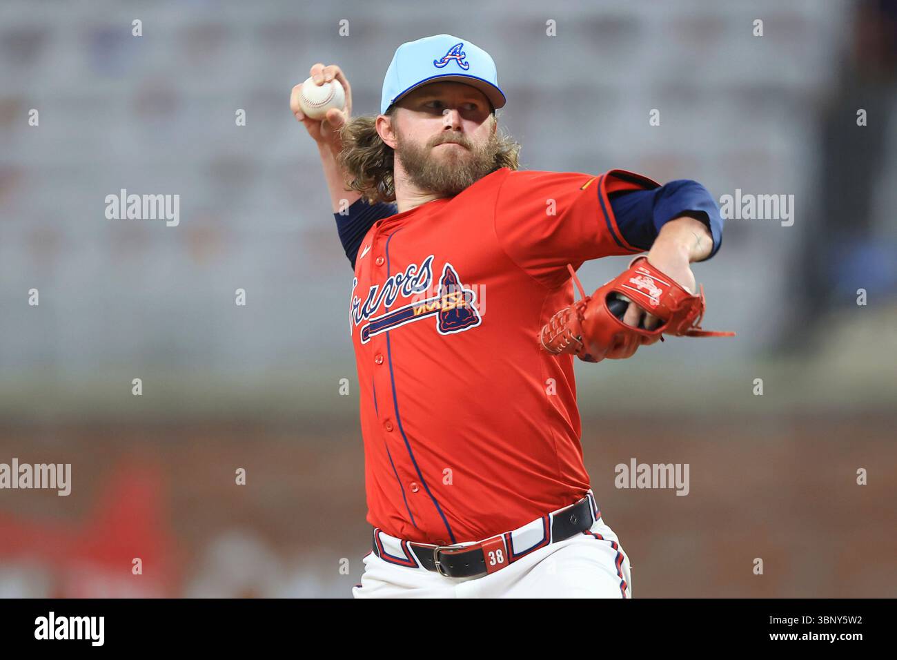 ATLANTA, GA - JULY 04: Pierce Johnson #38 of the Atlanta Braves ...