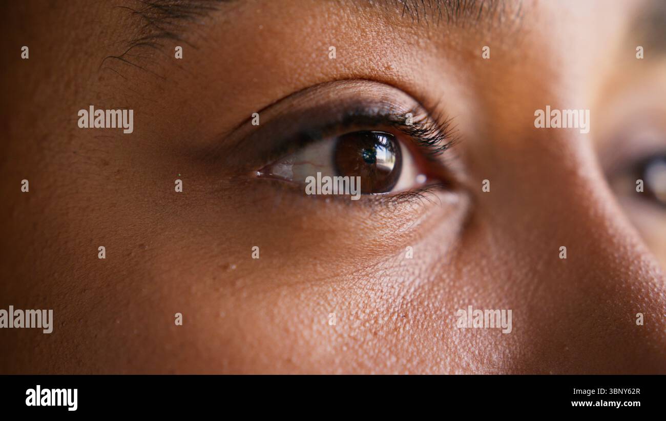 Close up eye face African American woman female girl businesswoman ...