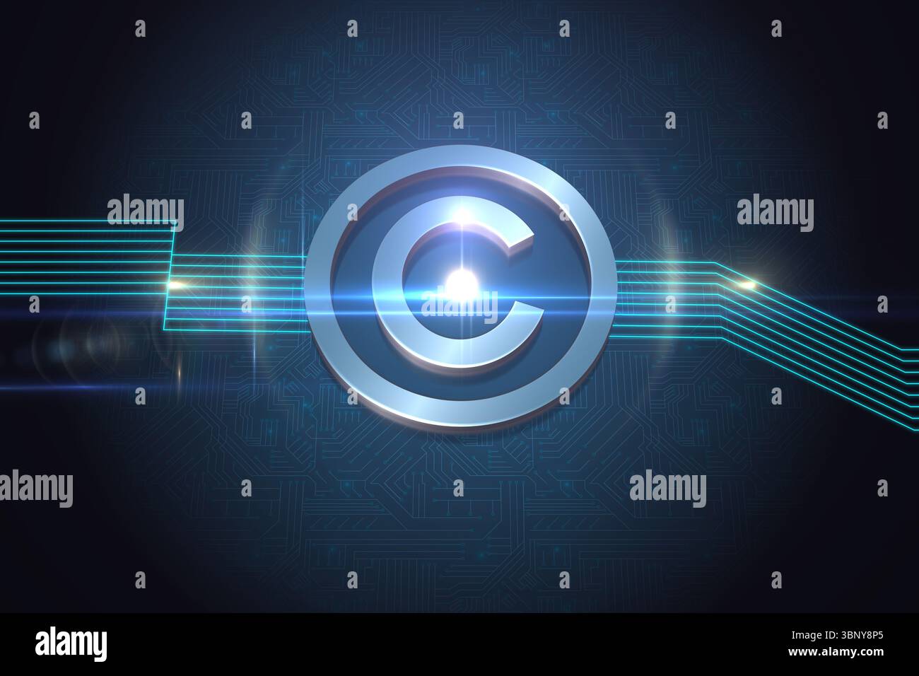 Shiny copyright icon on black background Stock Photo - Alamy