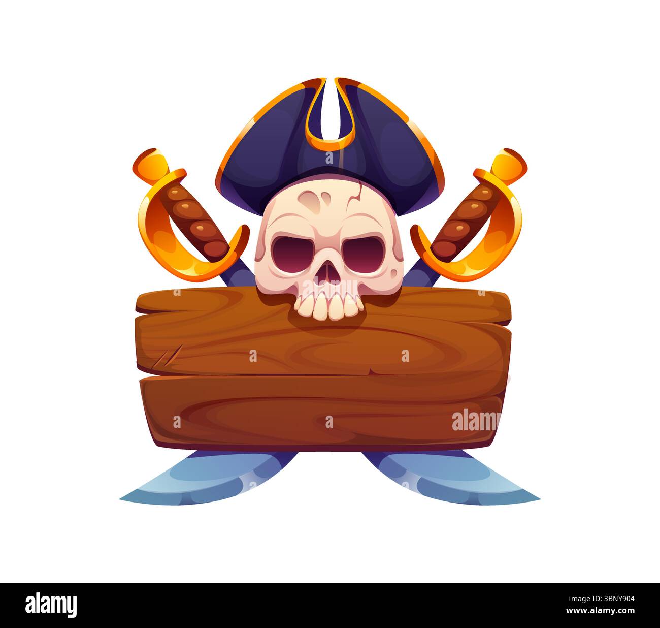 Pirate signboard frame or heraldry icon of corsair skull in captain ...