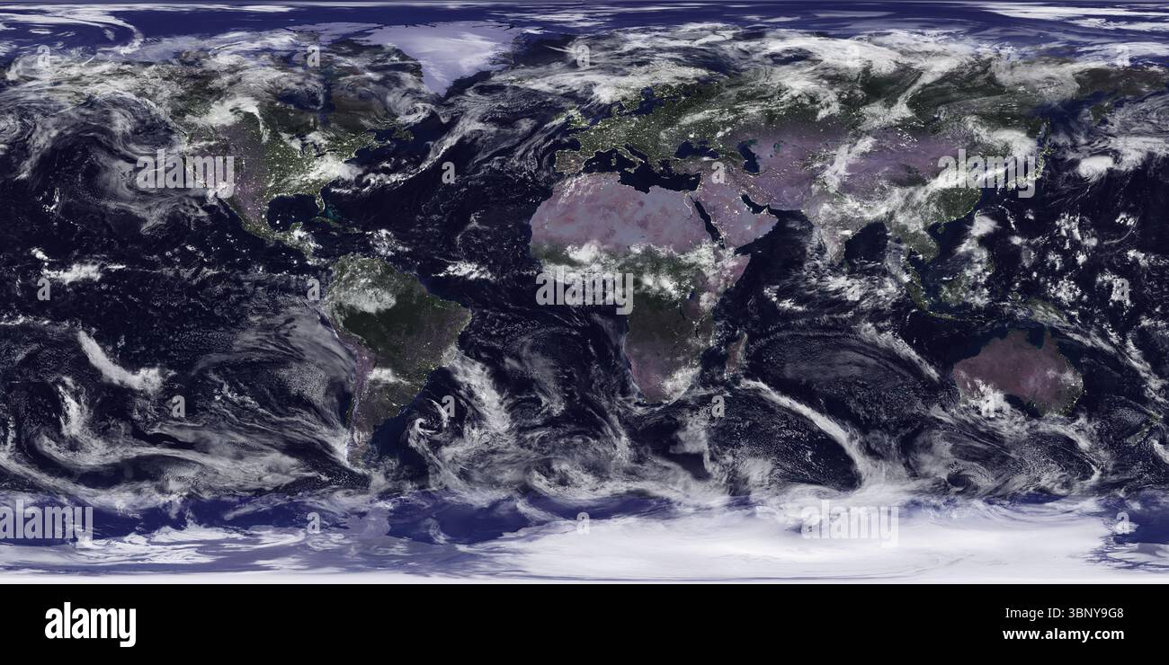 Sattelite view world map at night Stock Photo - Alamy