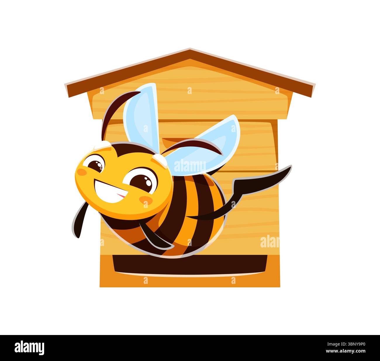 Honey bee and beehive, honeybee cartoon character with funny face ...