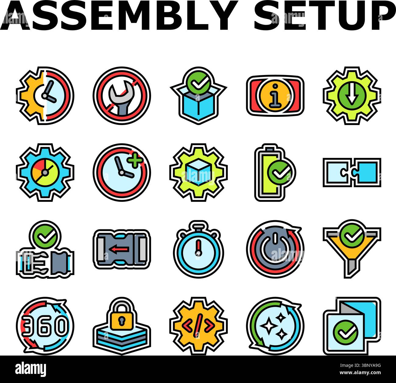 assembly setup product icons set vector Stock Vector Image & Art - Alamy